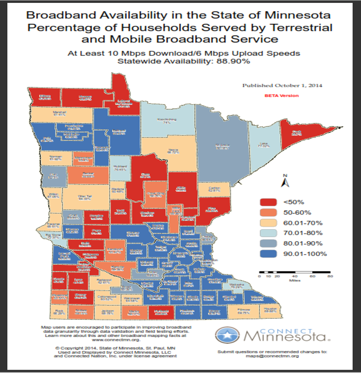 MN 2015 broadband goals loom. Twin Cities served at 100 % yet Aitkin ...