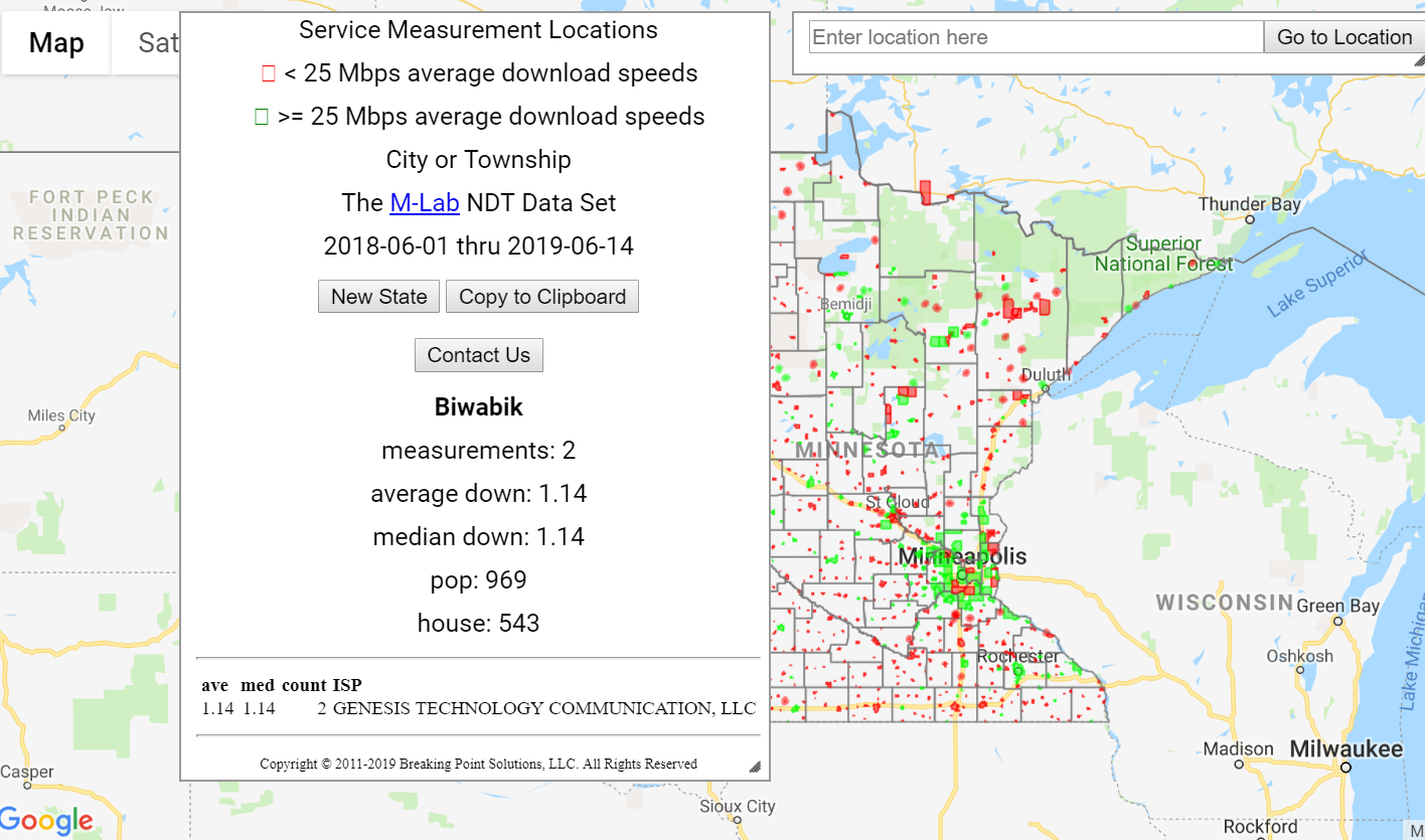 Interactive broadband map of MN based on speed tests | Blandin on Broadband