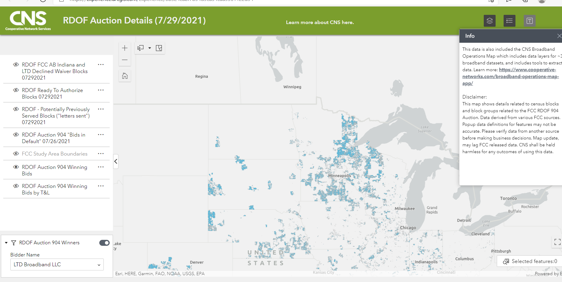 Interactive map of RDOF winners and bids in default | Blandin on Broadband